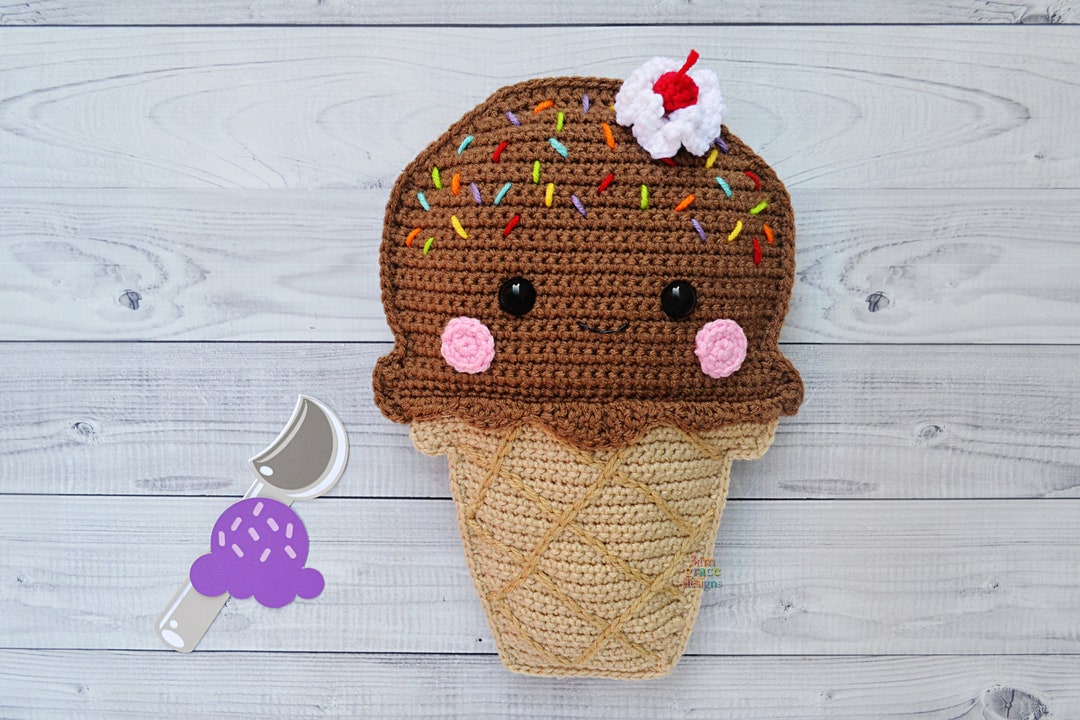 Ice Cream Cone Amigurumi Plushie Crochet Pattern Kawaii Cuddler Ragdoll ...