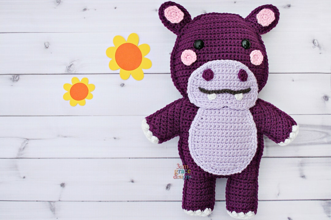 Hippo Crochet Pattern, Hippo Amigurumi Pattern, Hippo Kawaii Cuddler ...