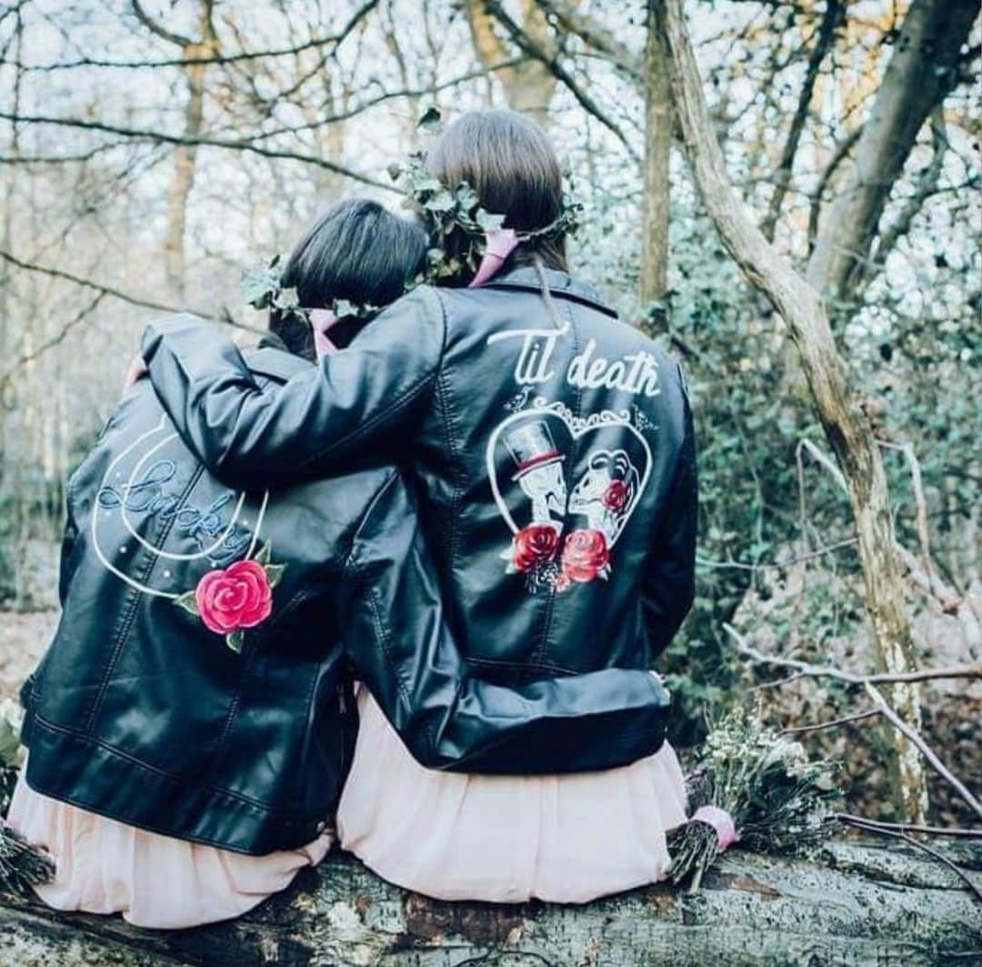 Til Death Custom Wedding Jacket, Handpainted Skulls Bride Jacket - Etsy
