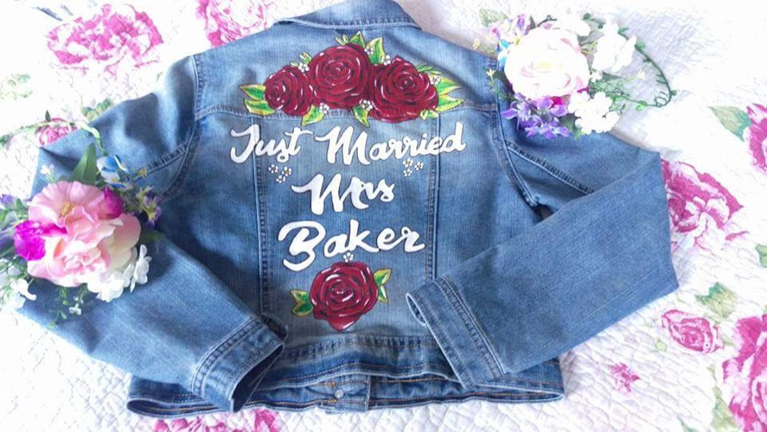 Custom Painted Personalised Wedding Jackets, Denim Bride Jacket - Etsy UK
