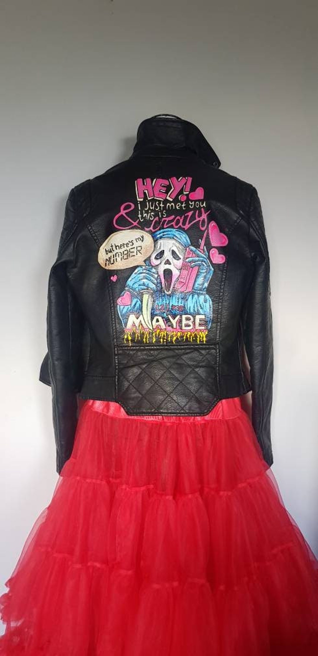 Custom Painted Jacket, Faux Leather Jacket, Scream, Carly Rae Jepsen - Etsy