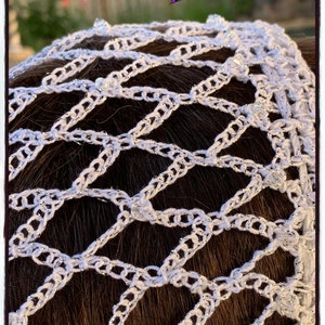 Medieval Renaissance Victorian Metallic White and Silver Snood With ...