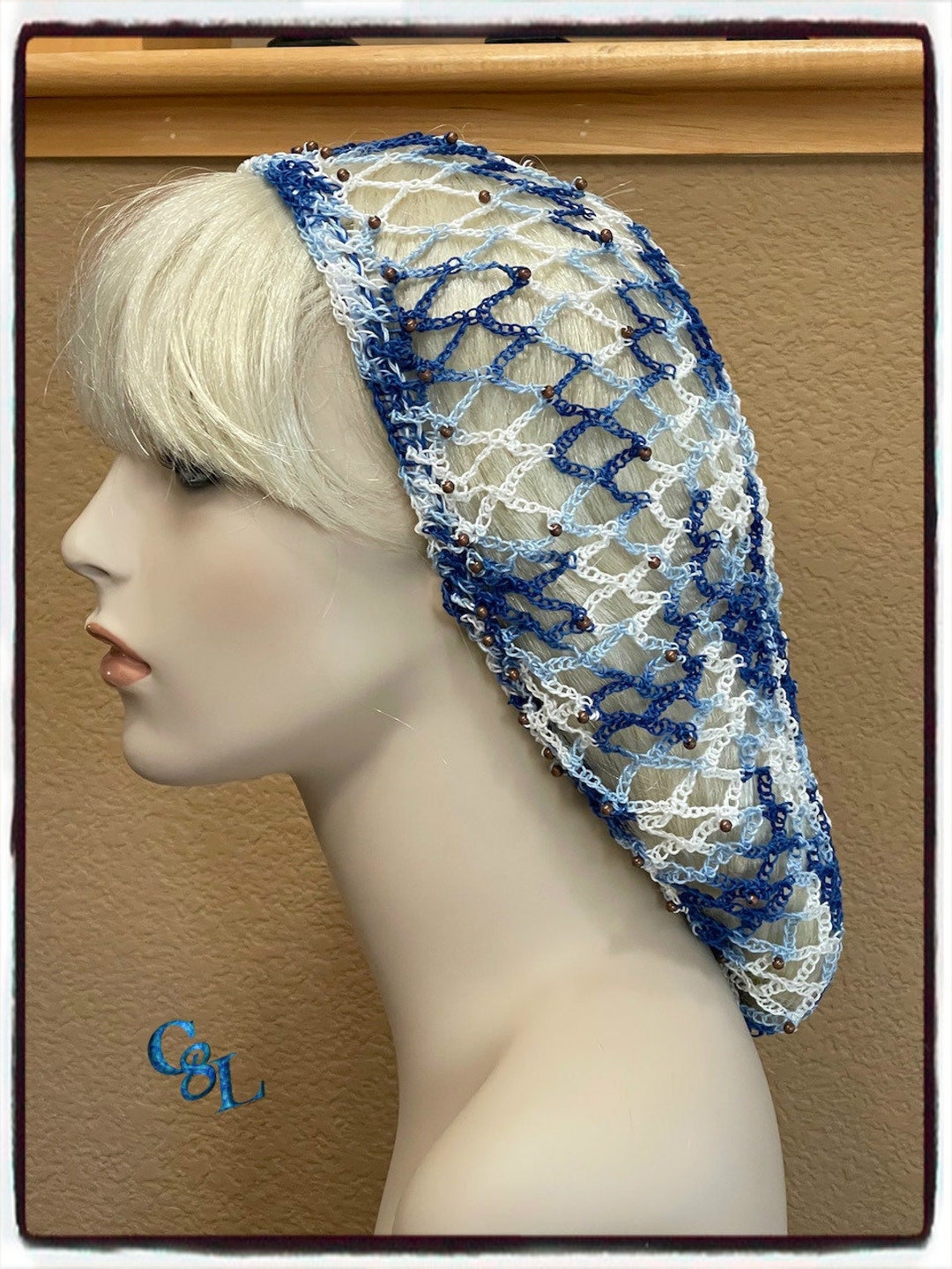 Medieval Renaissance Victorian Shades of Blue Snood With Antique Copper ...