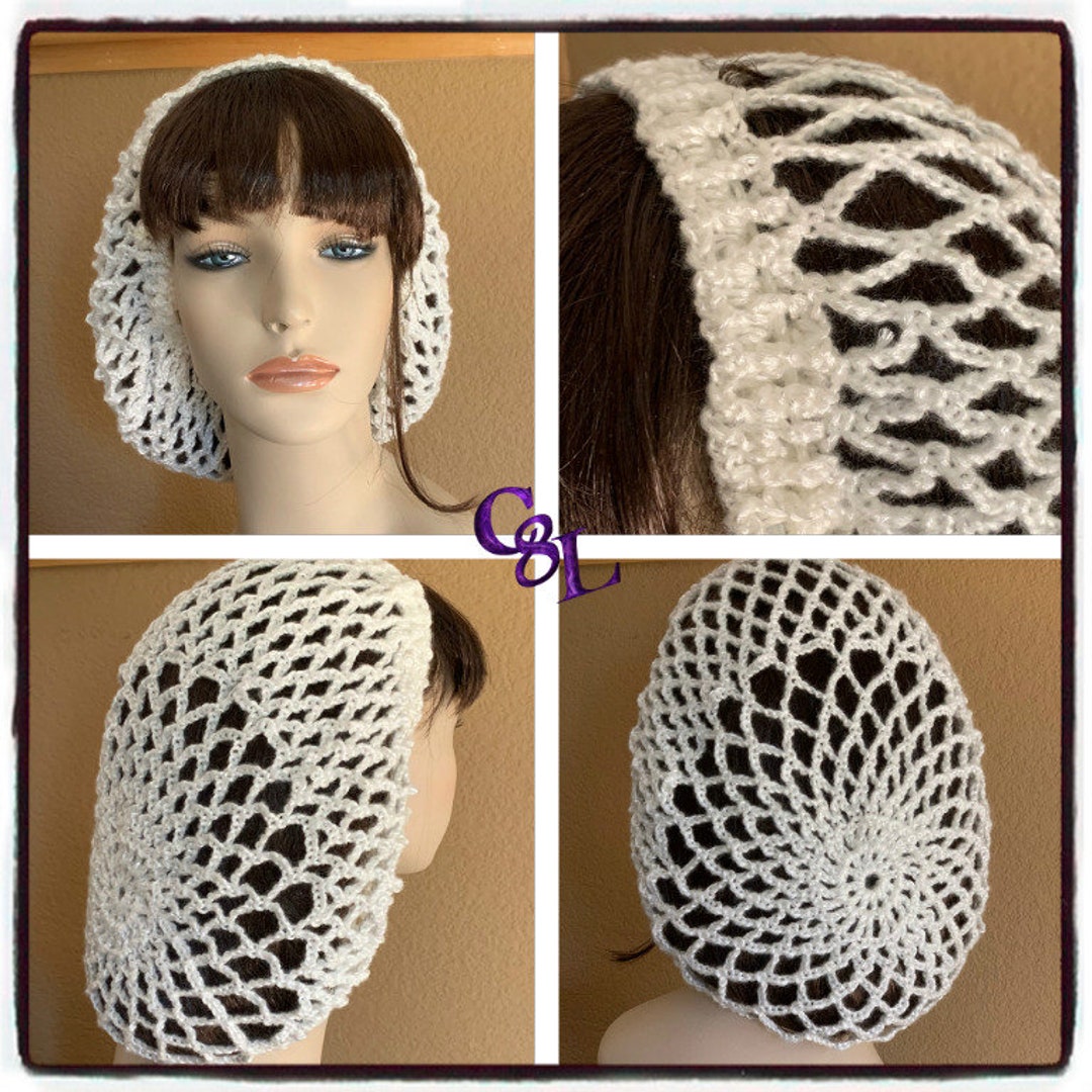 Medieval Renaissance Victorian Metallic White Snood NO Beads | Hand ...