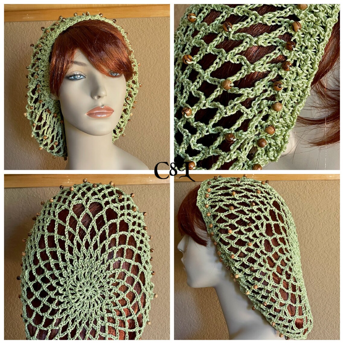 Medieval Renaissance or Victorian Light Green Snood With Olive - Etsy