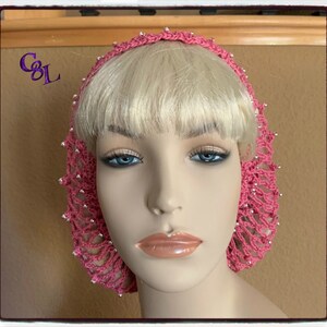 Medieval Renaissance Victorian Warm Rose Snood With Silver Beads ...