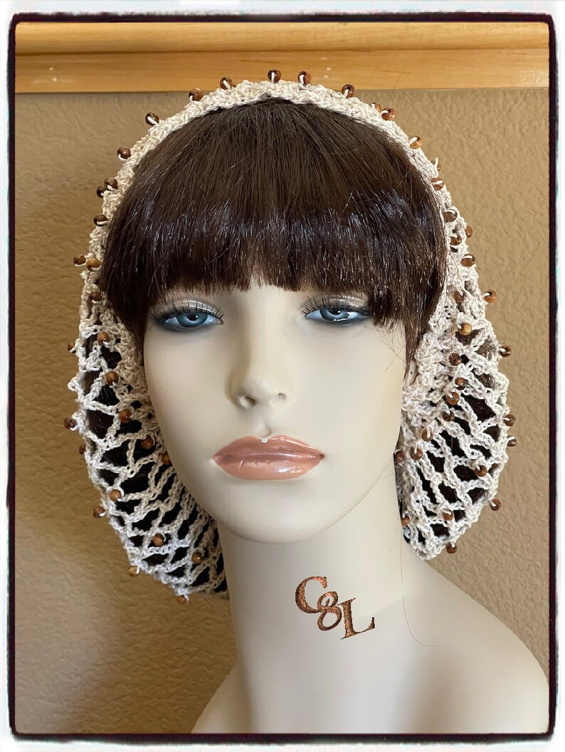 Medieval Renaissance Victorian Creme Snood With Olive Wood Beads ...