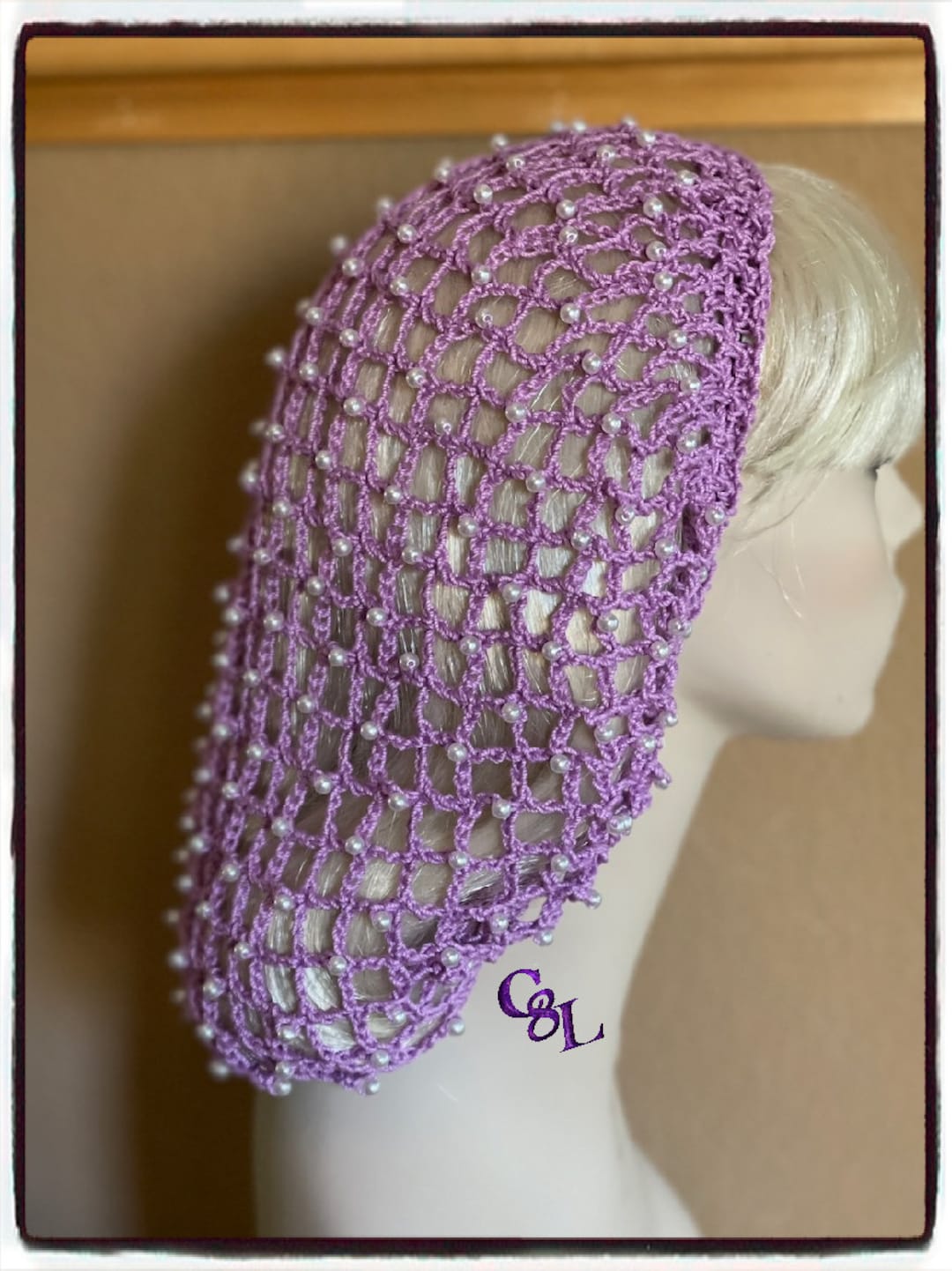 Medieval Renaissance Victorian Lilac Mesh Snood With Faux Pearl Beads ...