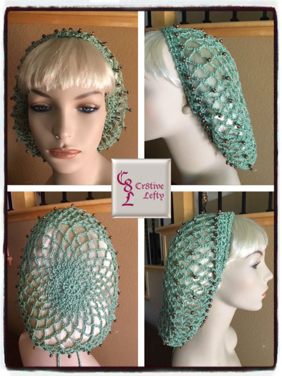 Medieval Renaissance Victorian Sage Green Snood With Antique Bronze ...