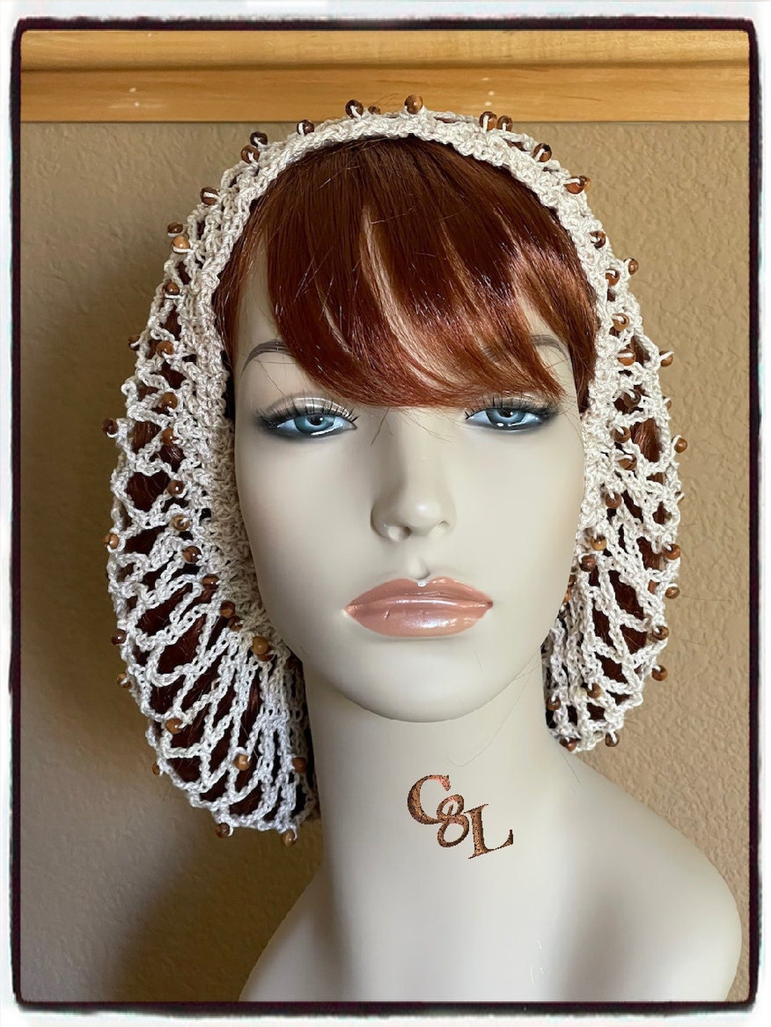 Medieval Renaissance Victorian Creme Snood With Olive Wood Beads ...
