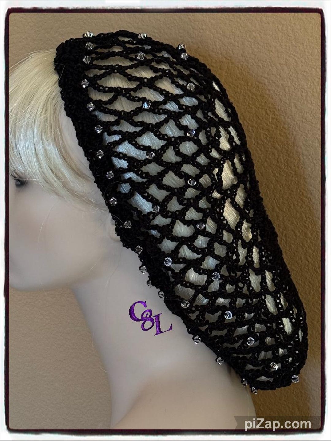 Medieval Renaissance or Victorian Black Snood With Crystals | Bling ...