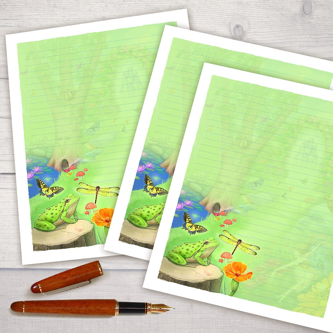 Fantasy Garden Stationery Paper, Frog Dragonfly Stationery Paper Set ...
