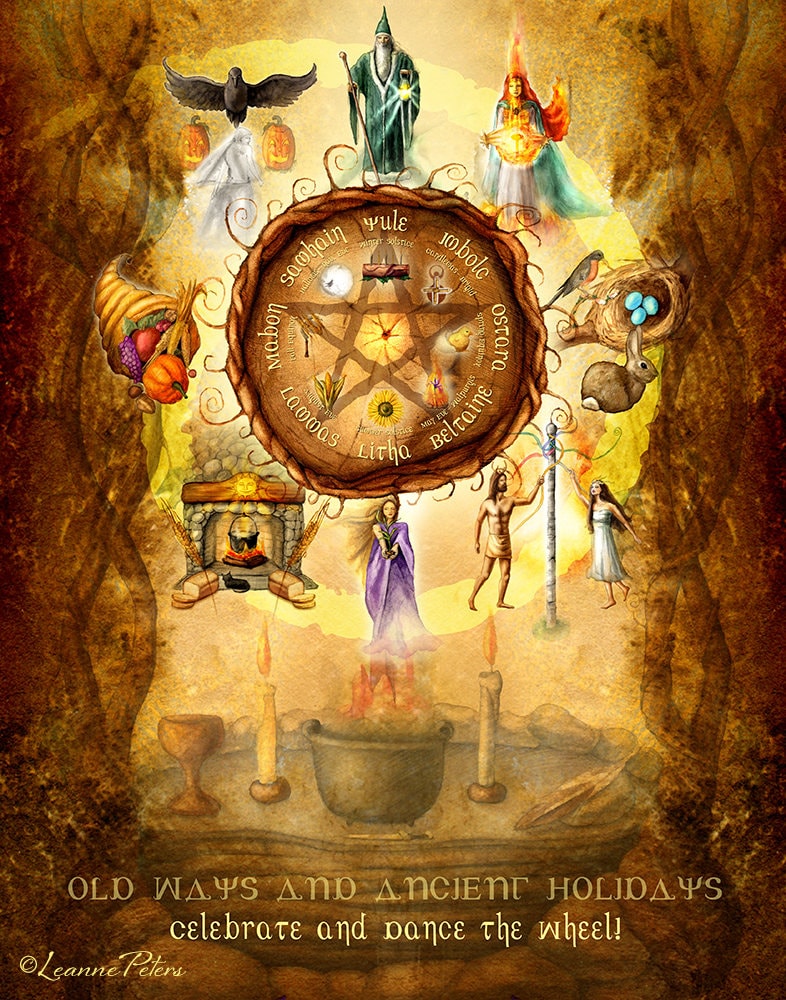 Wheel of the Year - Sabbats - Pagan Art - Archival Print