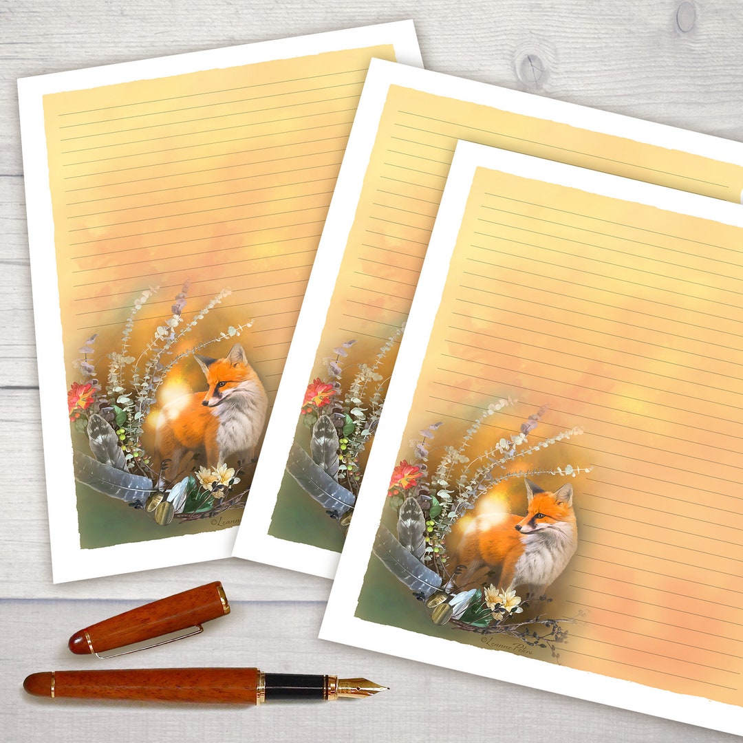 Red Fox Stationery Paper, Fox Stationery Paper Set, Fall Stationary ...