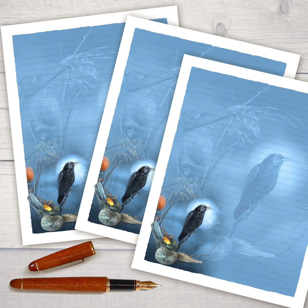 Raven Moon Stationery Paper, Halloween Witchy Stationery Paper Set ...