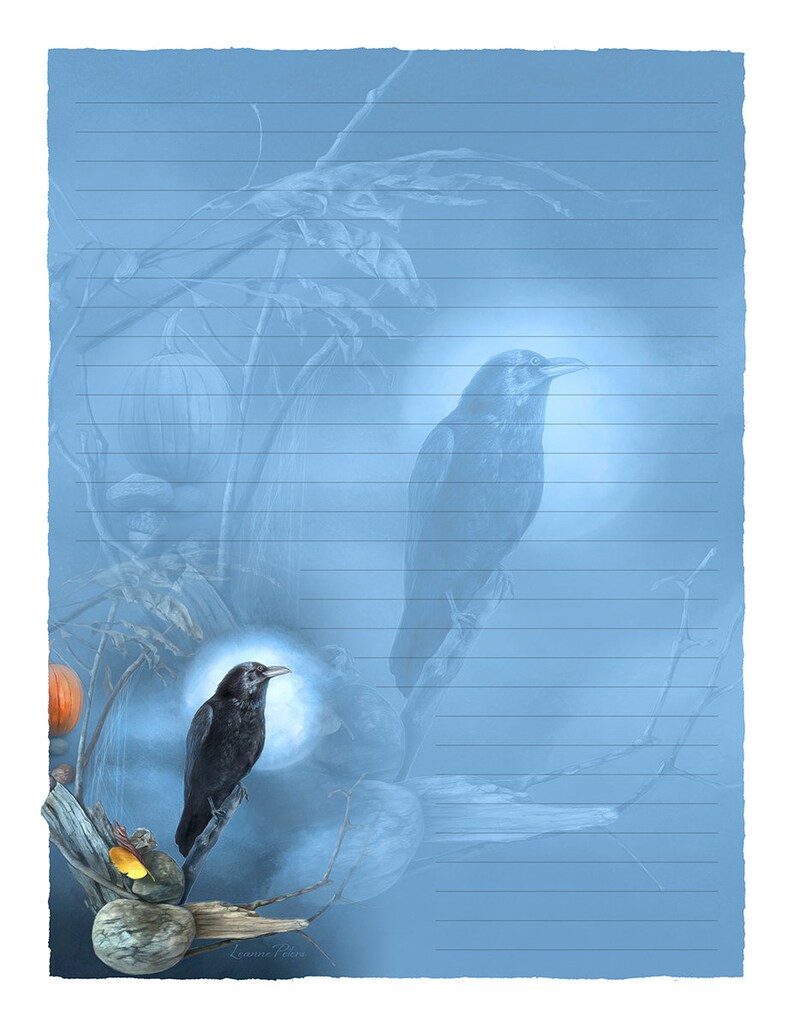 Raven Moon Stationery Paper, Halloween Witchy Stationery Paper Set ...