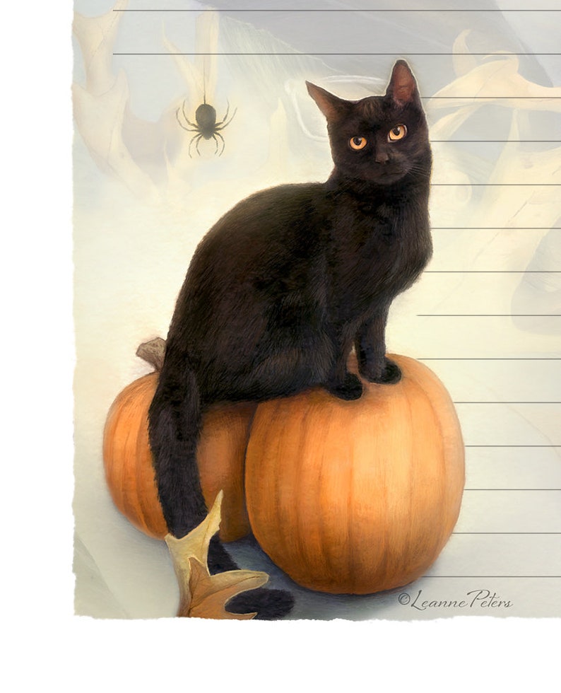 Black Cat Stationery Paper, Halloween Witchy Stationery Paper Set, Fall ...