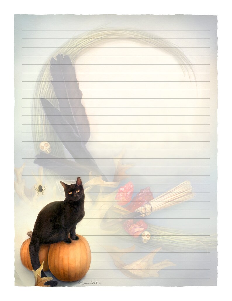 Black Cat Stationery Paper Halloween Witchy Stationery Paper - Etsy