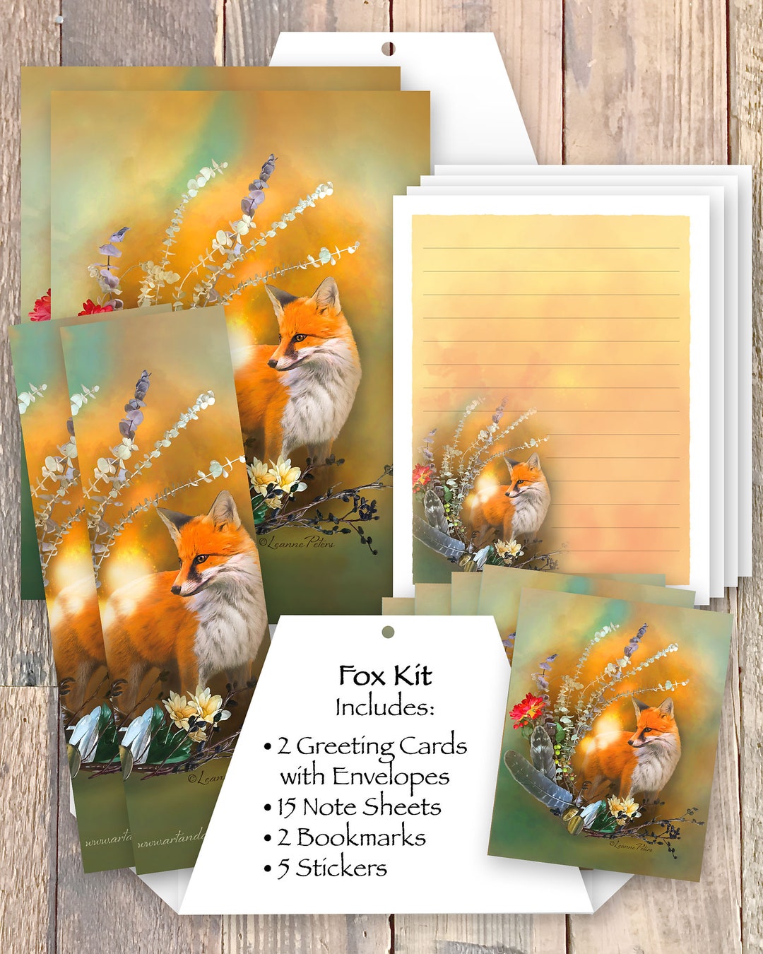 Fox Stationery Set, Red Fox Bookmark, Fox Stickers, Fox Greeting Cards ...