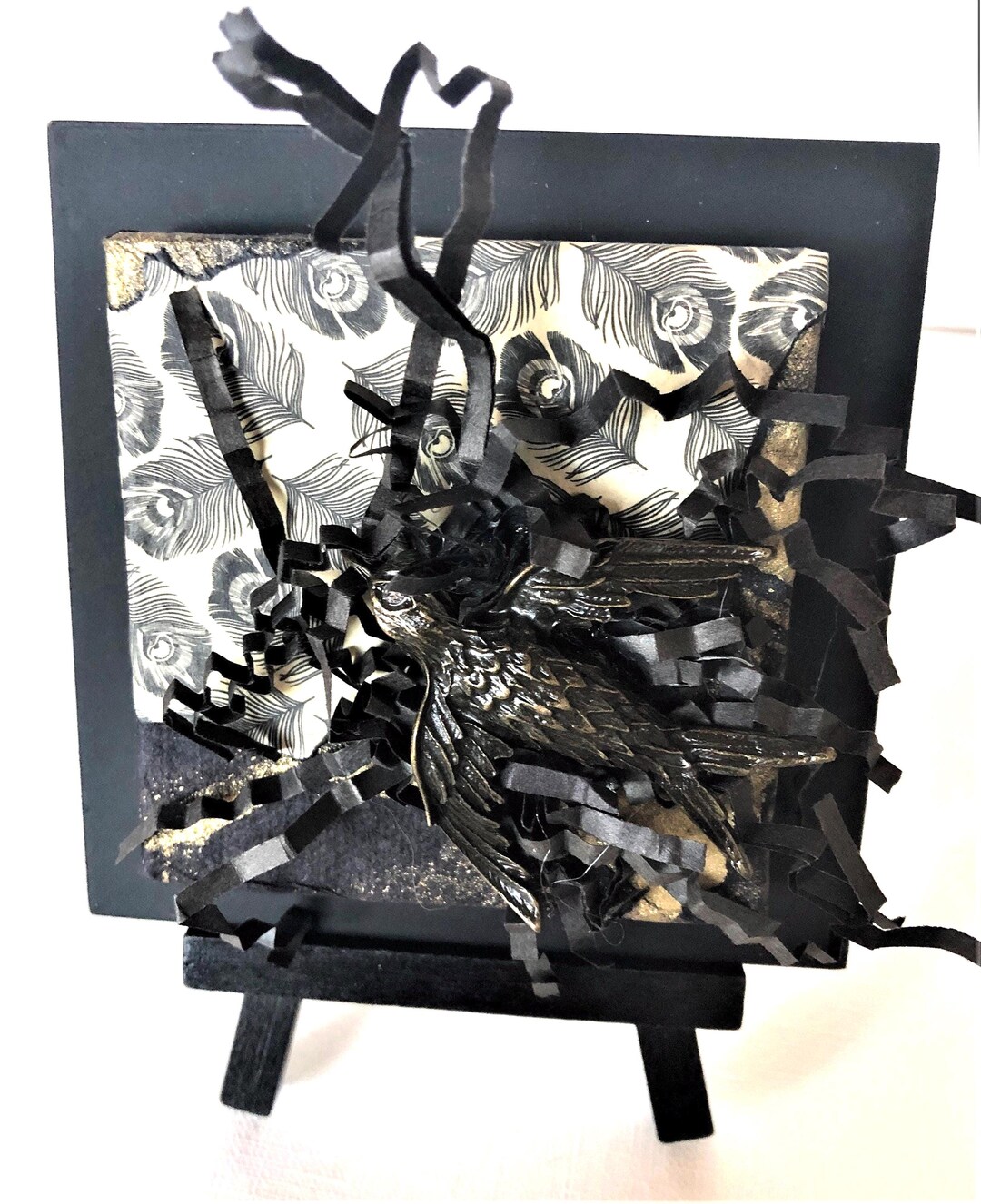 Bird Metal Charm Collage Art, Mixed Media, Animal Art, Home Decor, Gift ...