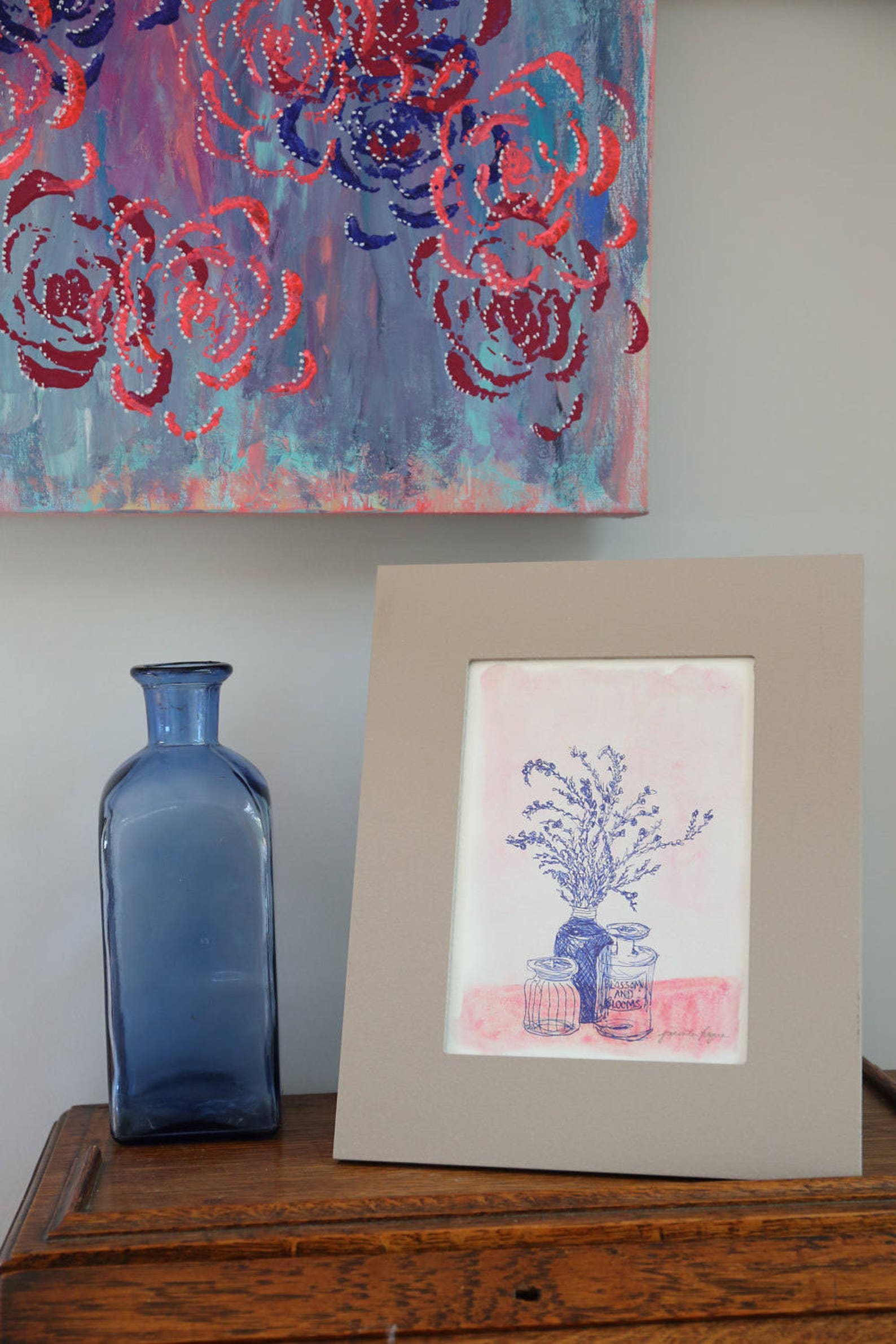 Blue Ink Art Prints / Flower Prints / Botanical Fine Art | Etsy