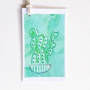Green Cactus Gift Labels / Cactus Art Gift Tag Sets / Cacti Gift Tags ...