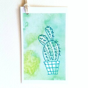 Green Cactus Gift Labels / Cactus Art Gift Tag Sets / Cacti Gift Tags ...