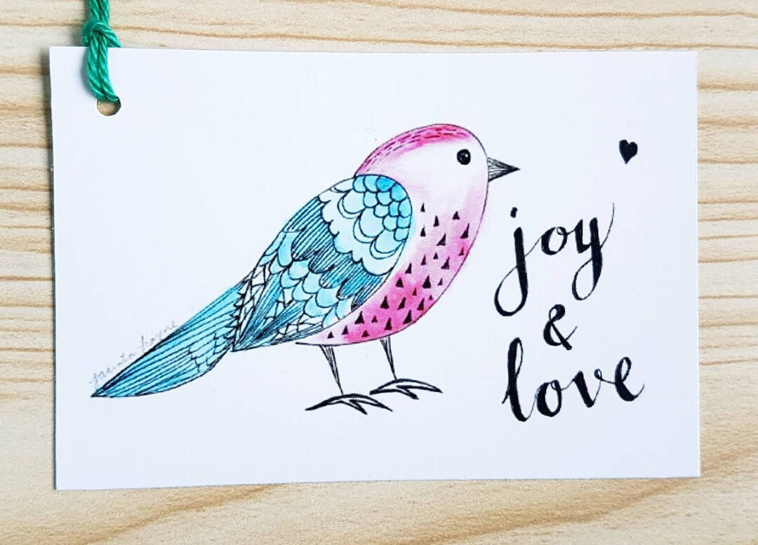 Cute Birdy Christmas Gift Tag Set of 8 / Joy & Love Christmas - Etsy