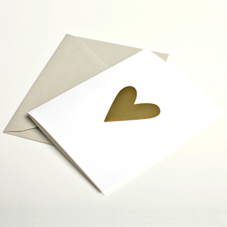 Gold Foil Heart Notecard - Etsy