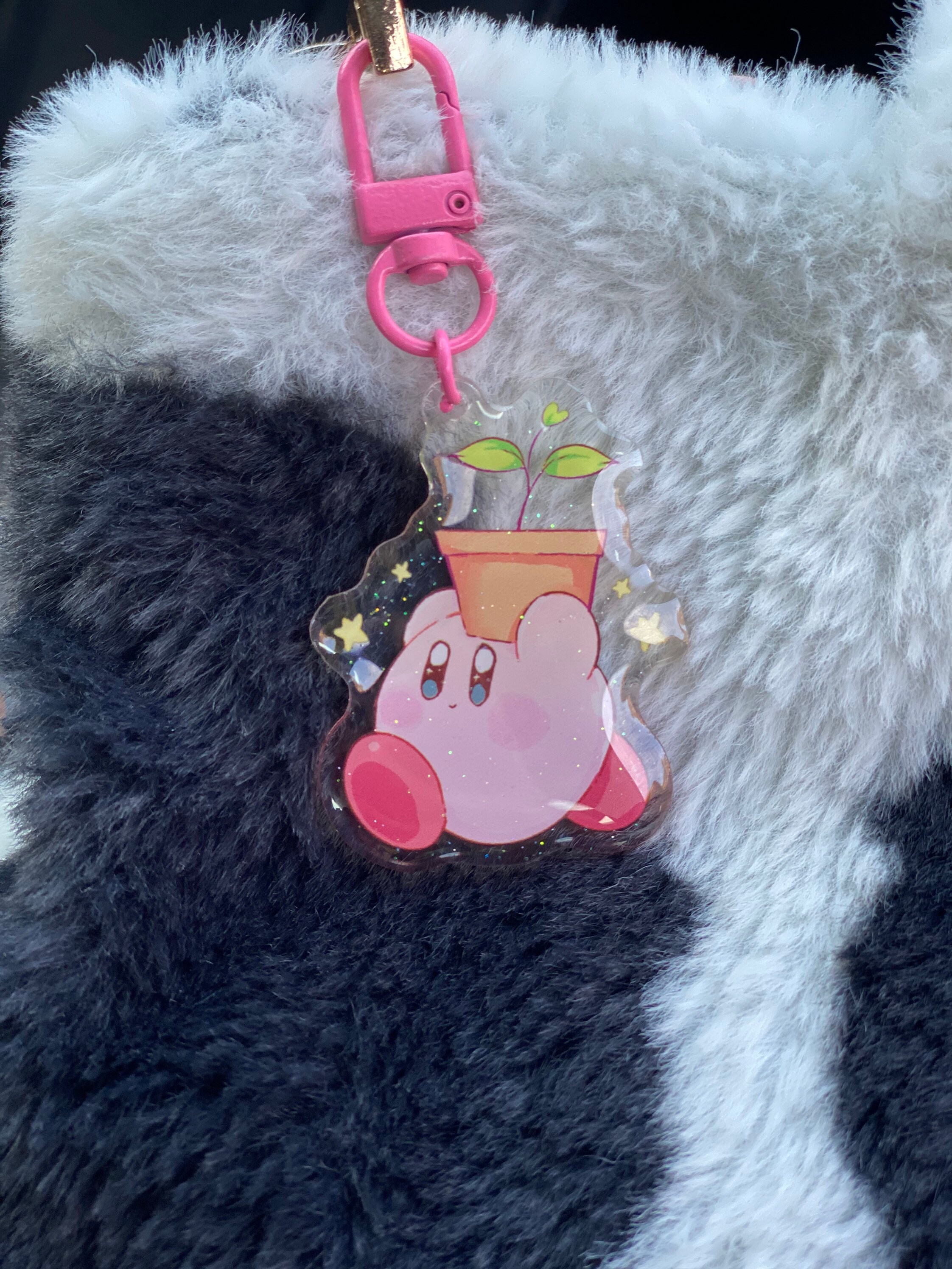 Sprout Kirby || Strawberry Kirby Glitter Keychains - Etsy
