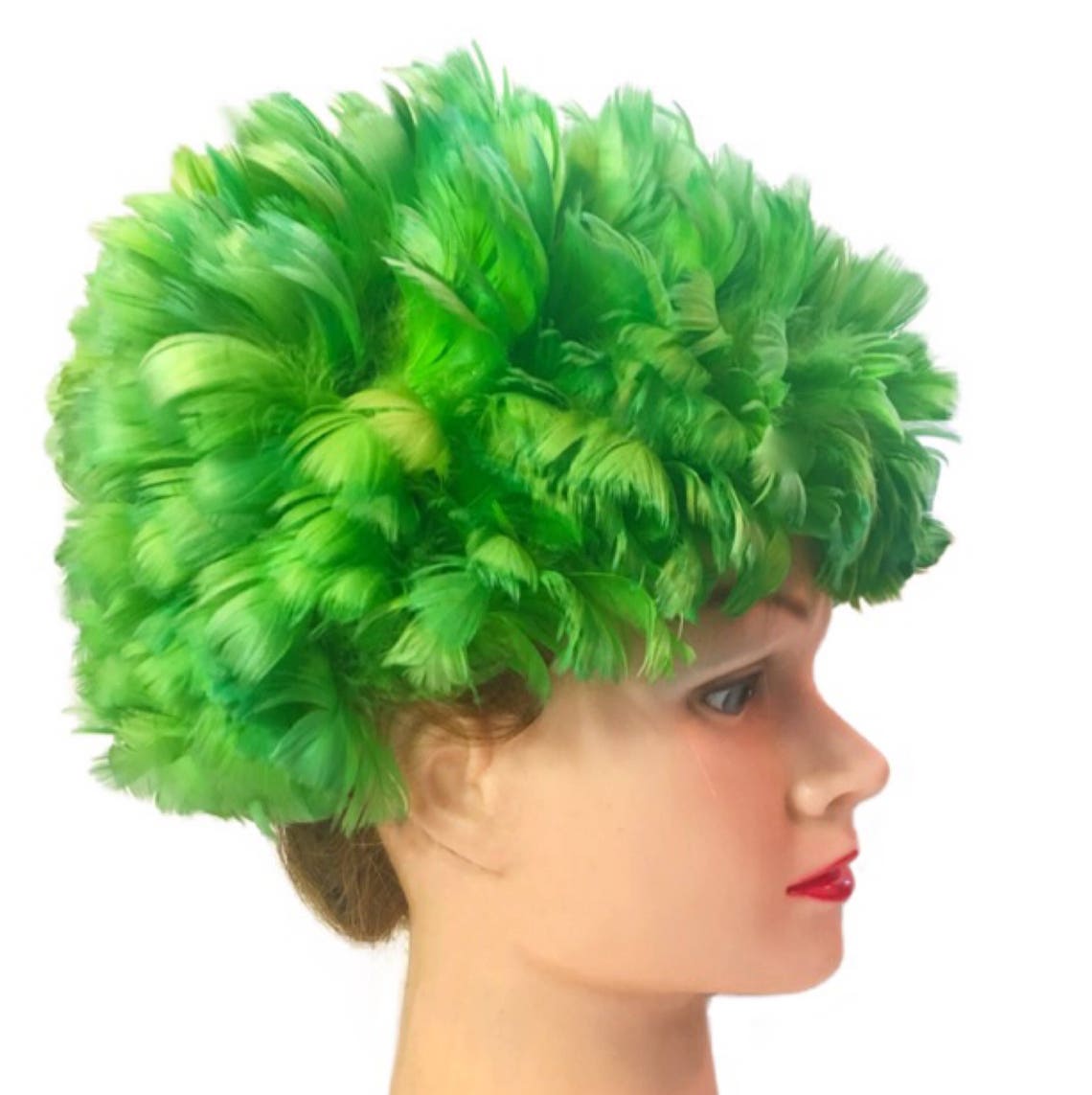 Vintage 50's/60's Green Feather Handmade Statement | Etsy