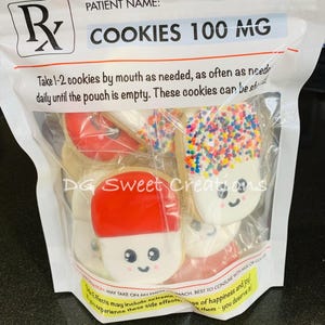 Pill Cookies - Happy Pill Sugar Cookie Pouch - Nurse Gift - 12 Mini ...