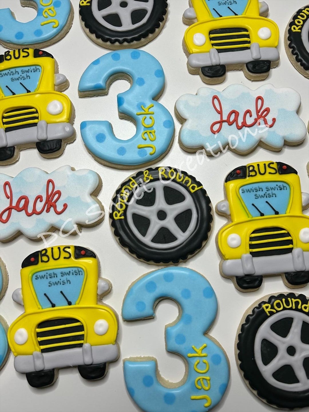 Bus Birthday Cookies - 12 Cookies - Colors Are Customizable - Etsy