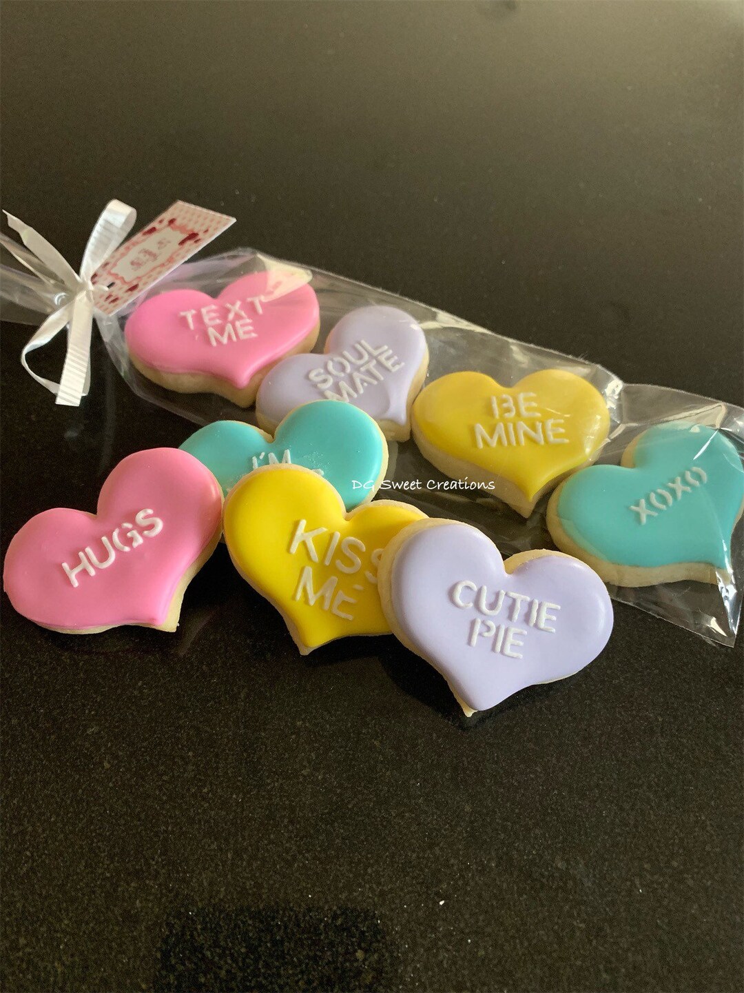 Mini Heart Shaped Cookies - Valentine's Day Conversation Cookies - Etsy