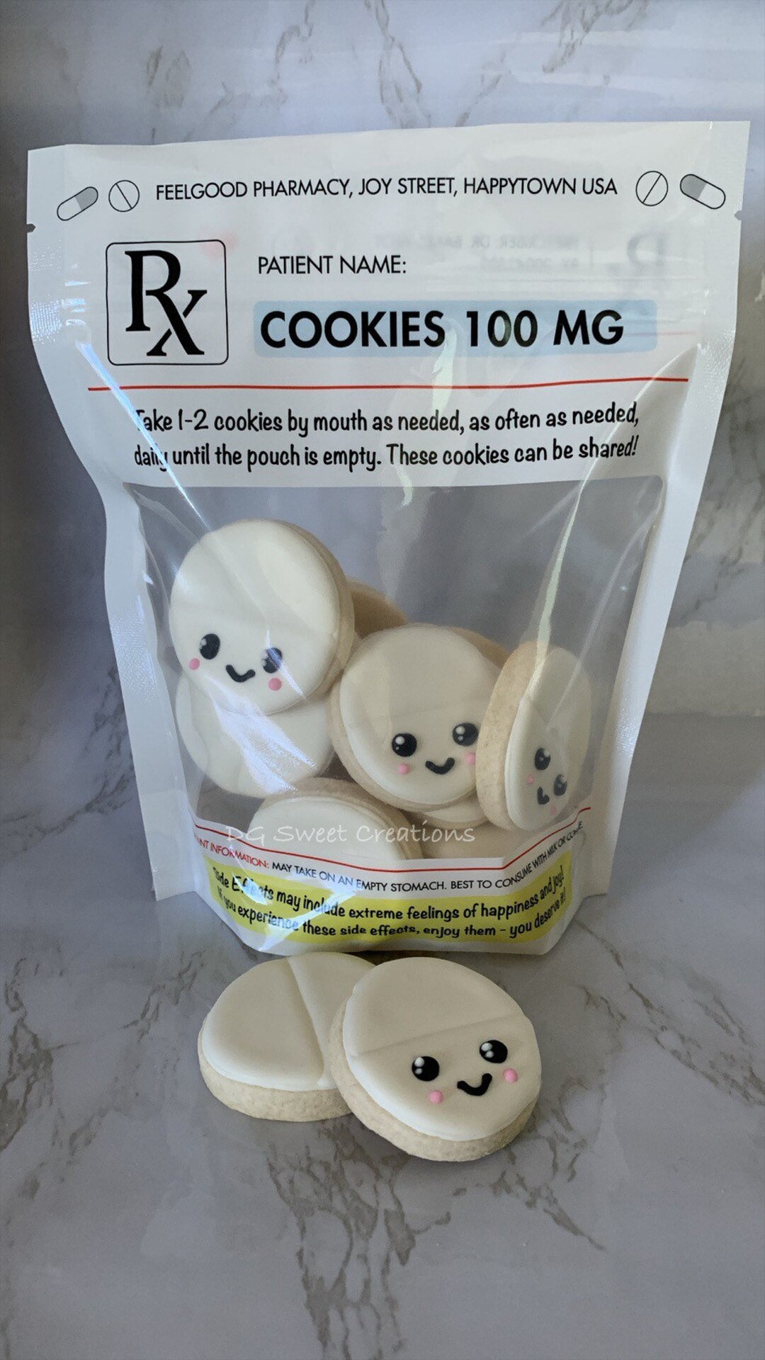 Pill Cookies - Happy Pill Sugar Cookie Pouch - Nurse Gift - 12 Mini ...