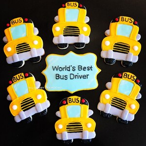 School Bus Sugar Cookies - Worlds Best Bus Driver - 12 Cookies - Etsy