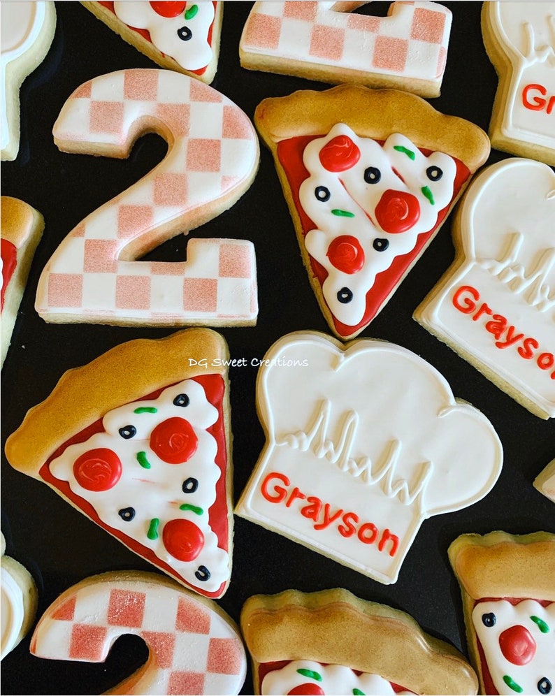 Pizza Themed Sugar Cookies - Pizza Birthday Party - 12 Cookies - Etsy