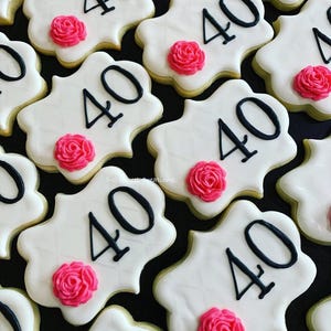 40th Birthday Sugar Cookies - 40th Party Favor - Milestone Birthday ...