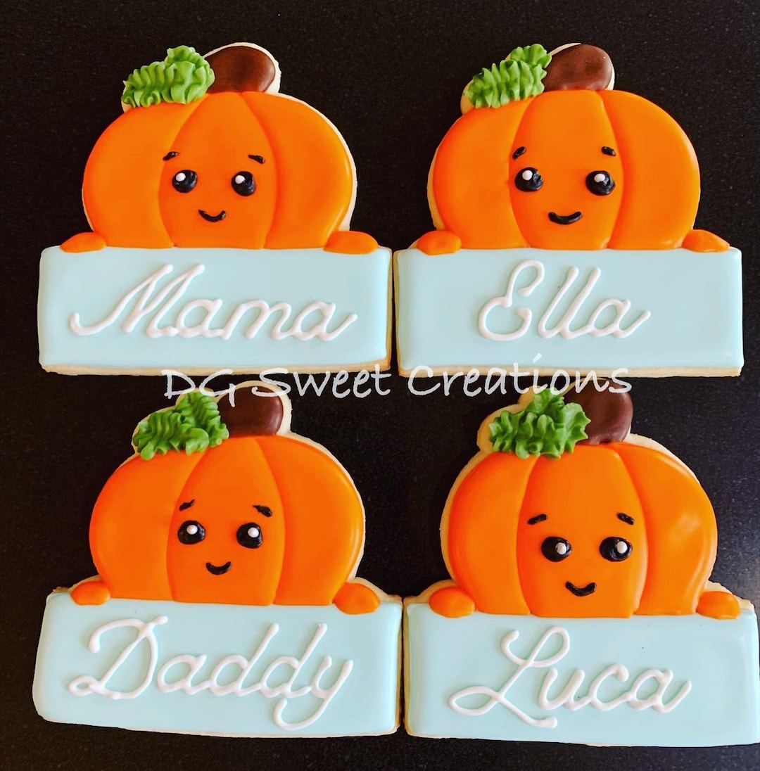 Pumpkin Name Plaque Cookie - Thanksgiving Name Plaque - 6 Cookies - Etsy