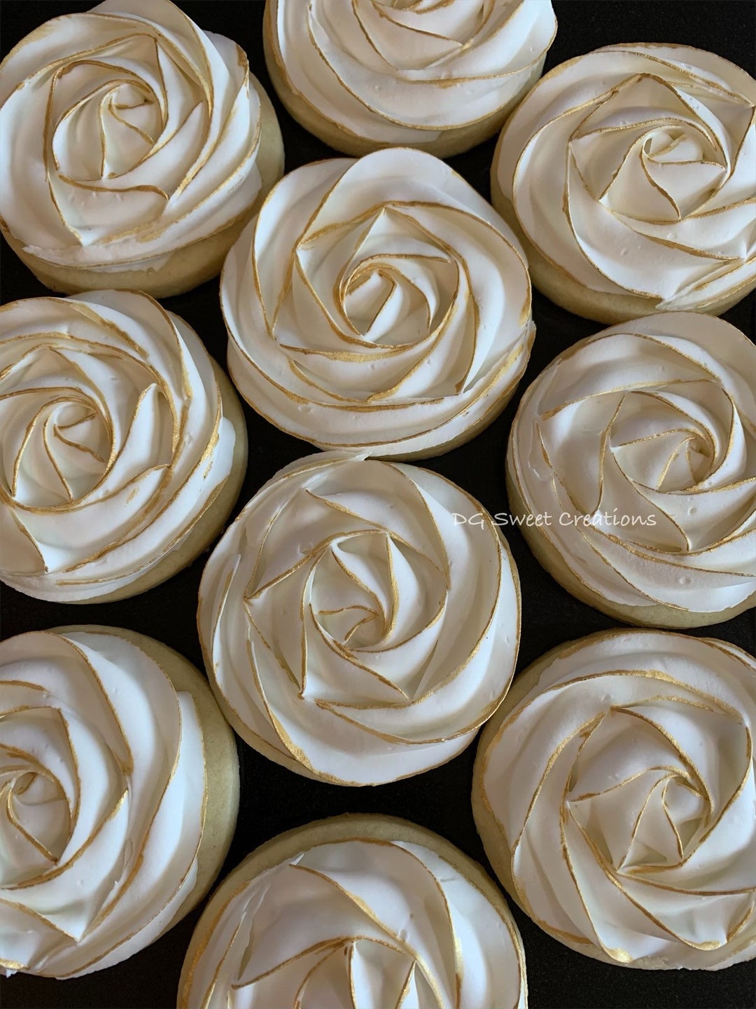 Rosette Sugar Cookie, Rose Sugar Cookies - 12 Cookies - Colors ...