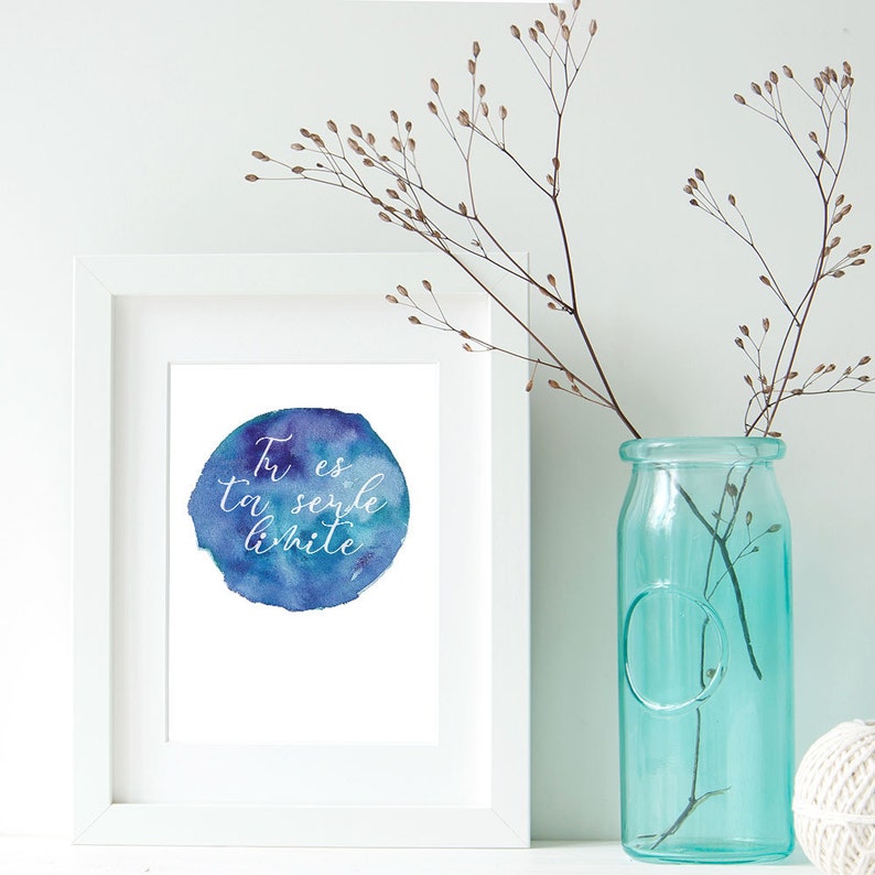 5x7 French Positive Quote Print, Blue Turquoise Watercolor Art Poster ...