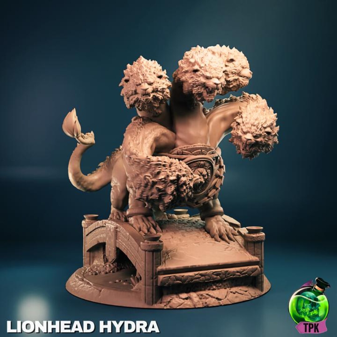 Lionhead Hydra | Dnd/table Top Mini | TPK Lab Minatures - Etsy
