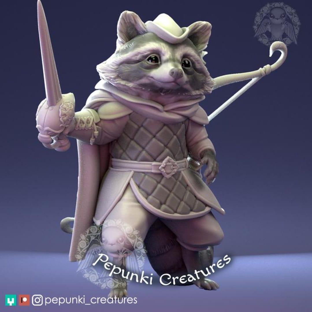 Raccoon Ranger | Dnd/table Top Mini | Pepunki Creatures - Etsy