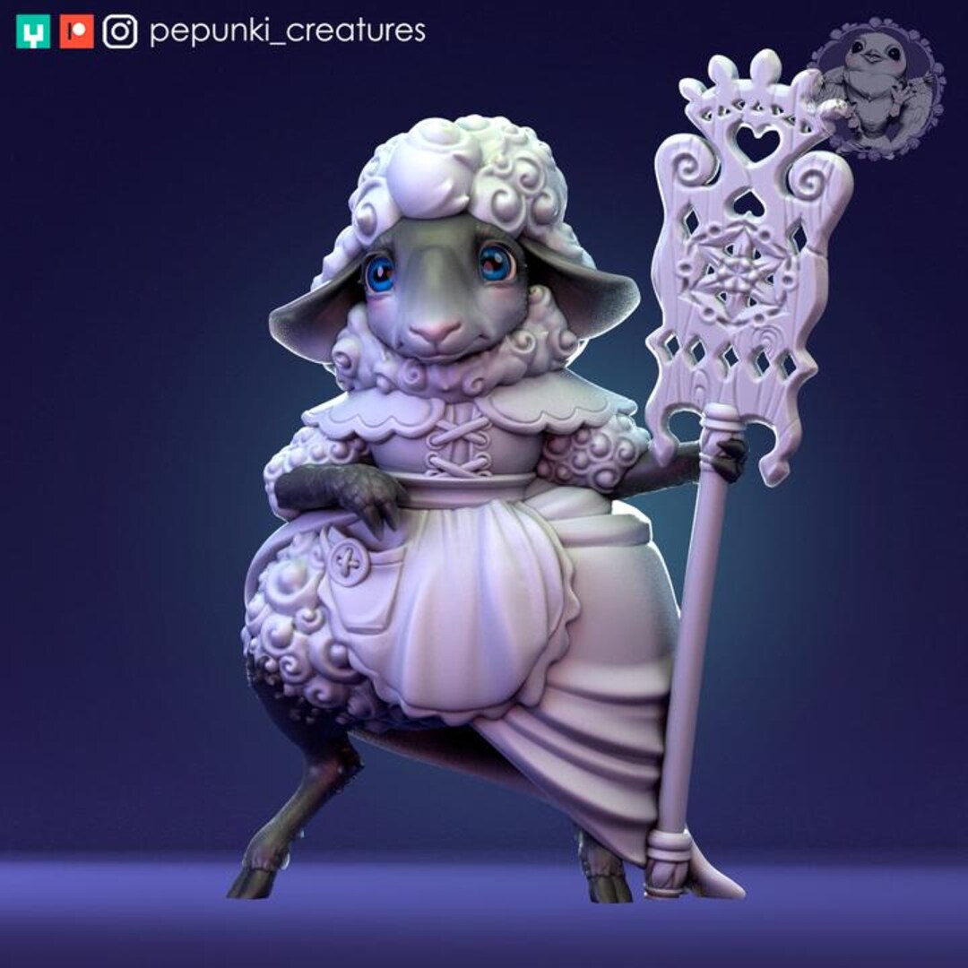Sheep Lady | Dnd/table Top Mini | Pepunki Creatures - Etsy