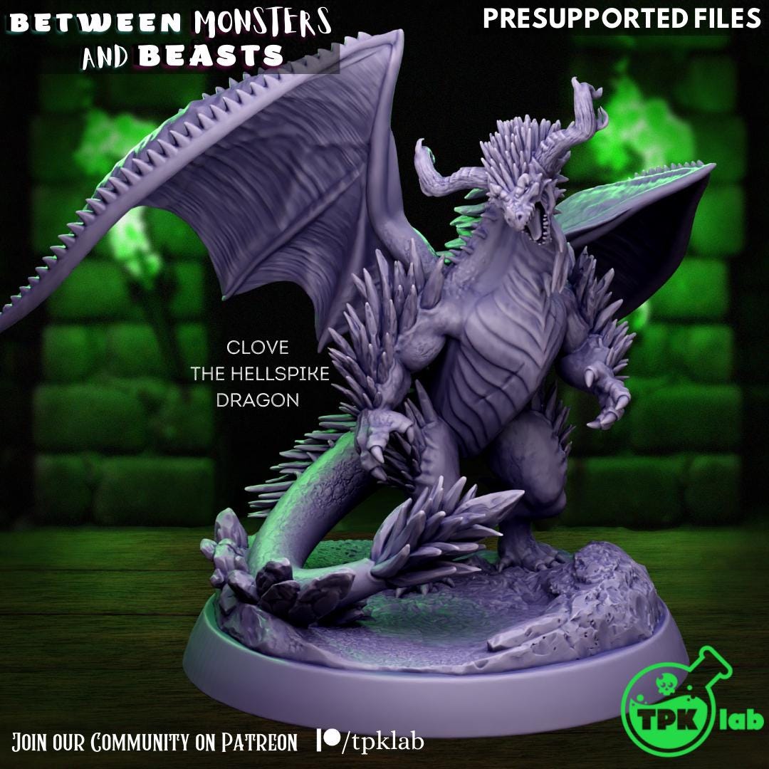 Hellspike Dragon | Dnd/table Top Mini | TPK Lab Minatures - Etsy
