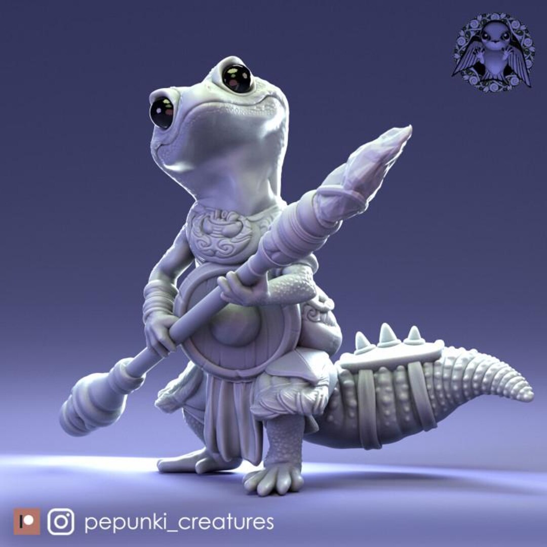 Gecko Spearman | Dnd/table Top Mini | Pepunki Creatures - Etsy