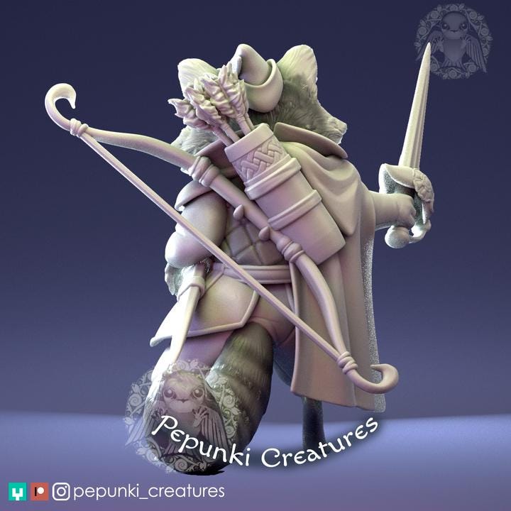 Raccoon Ranger | Dnd/table Top Mini | Pepunki Creatures - Etsy