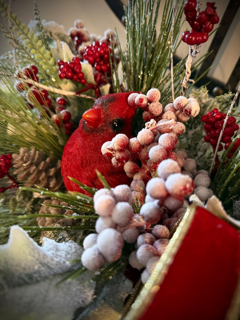 Handmade Winter Cardinal Table Arrangement - Etsy