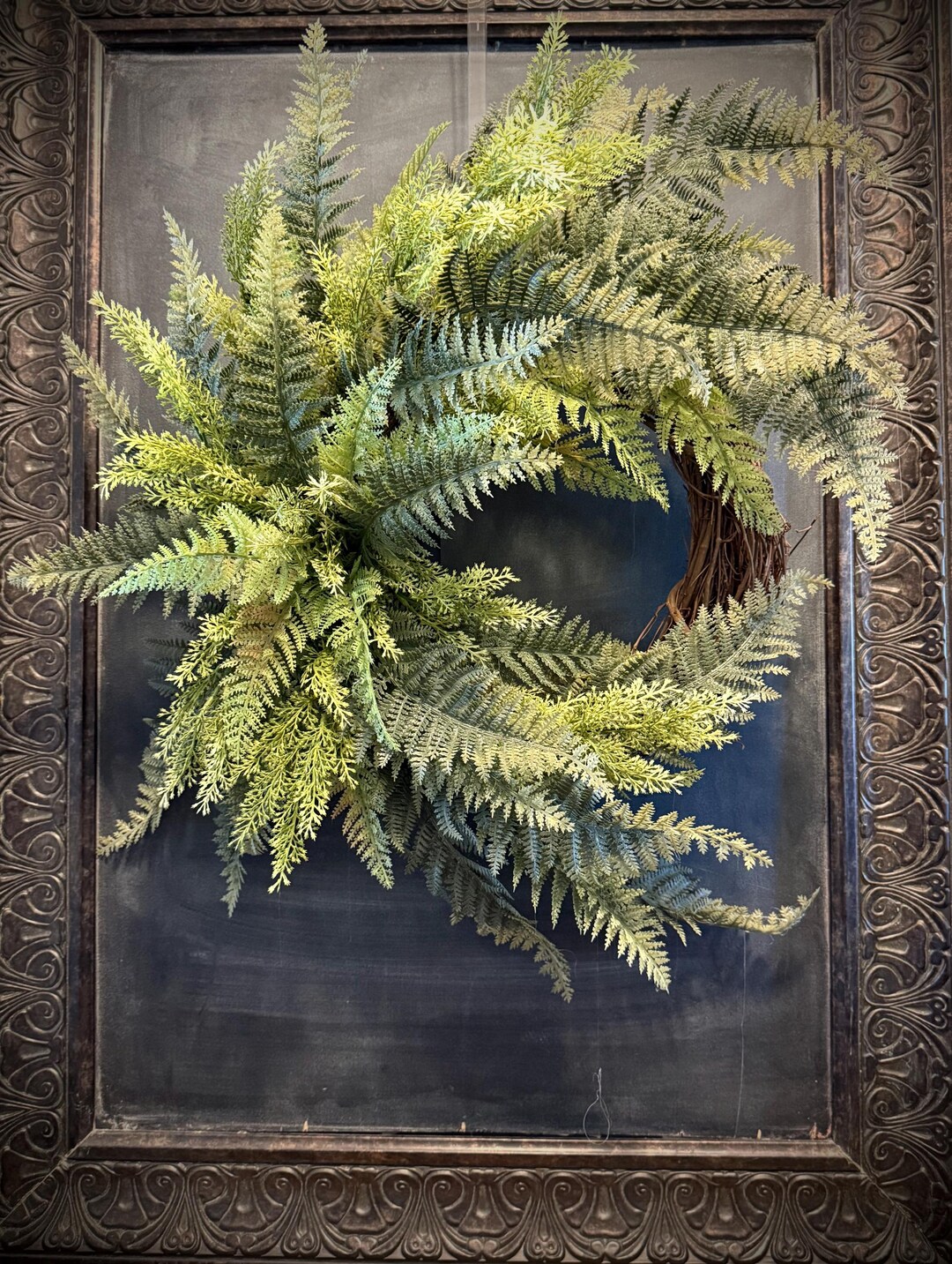 Lush Faux Fern Wreath, Year Round Greenery, Woodland Farmhouse Door ...