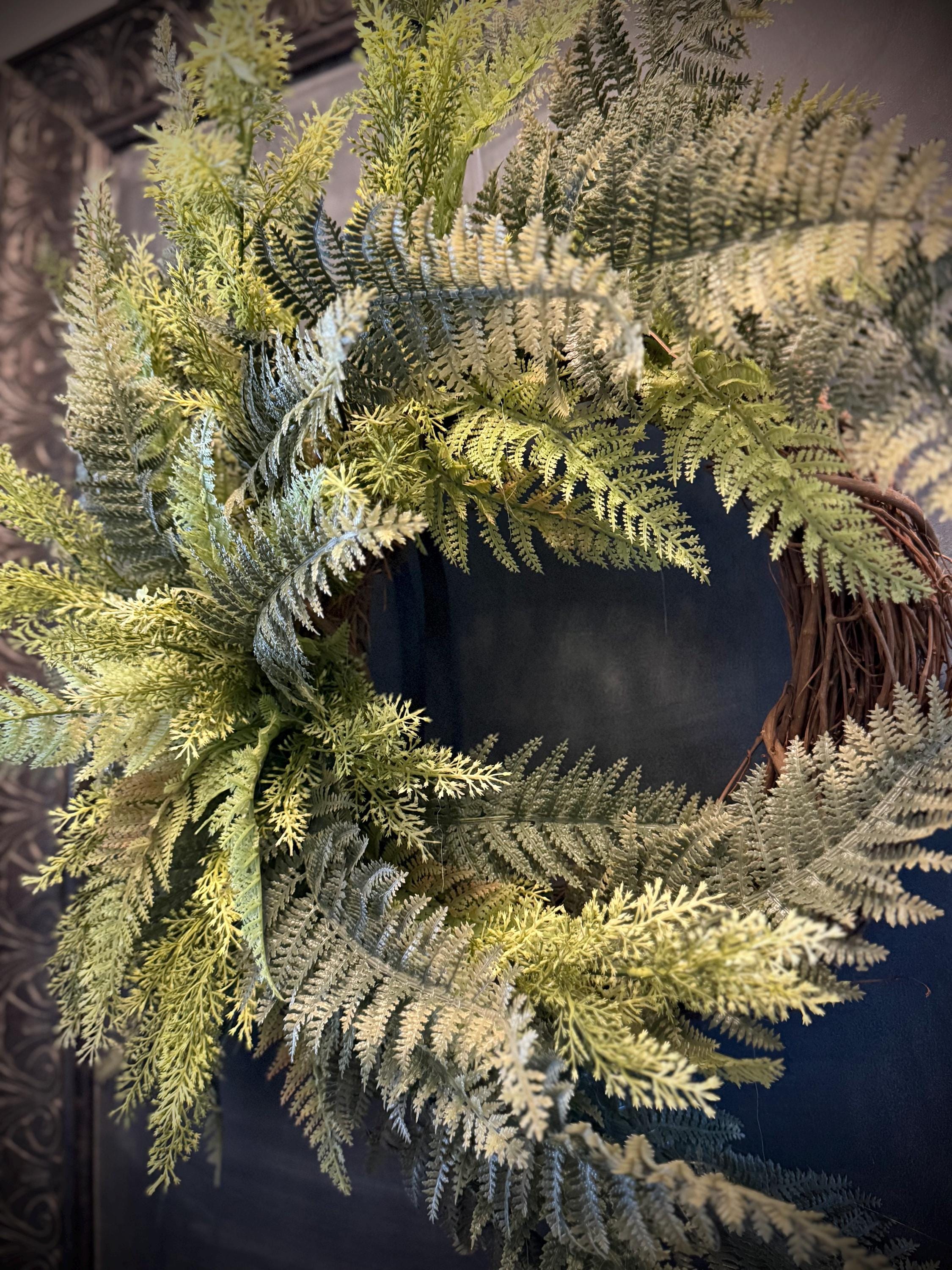Lush Faux Fern Wreath, Year Round Greenery, Woodland Farmhouse Door ...